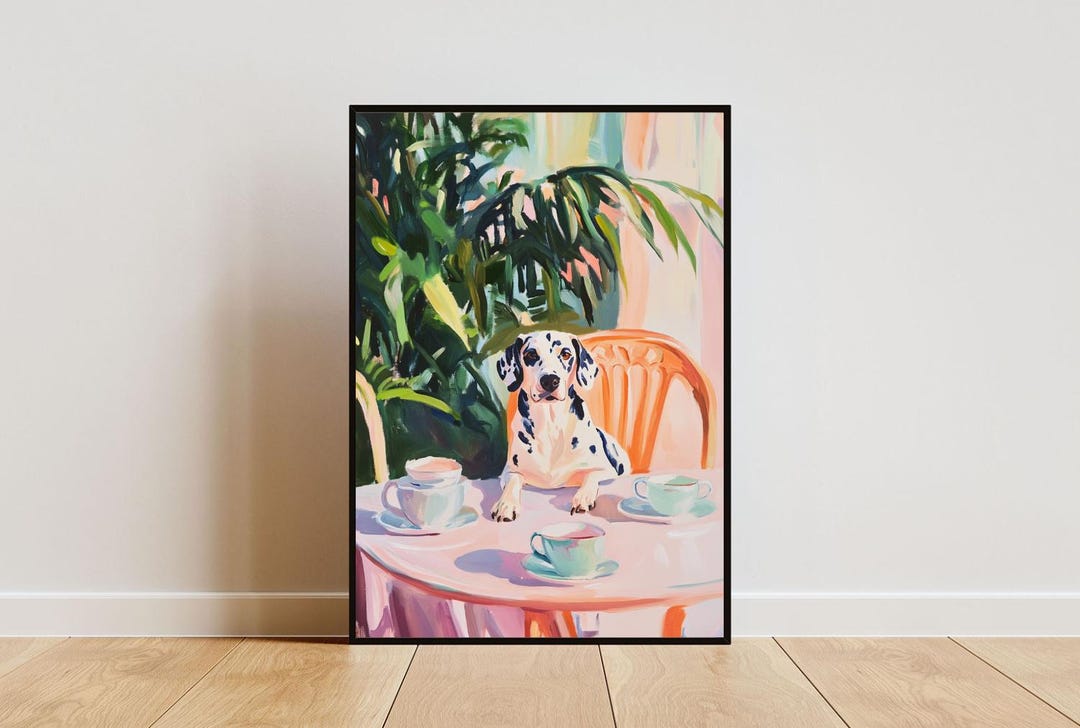 Retro Dalmatian Poster, Dalmatian Oil Painting, Vintage Dalmatian ...