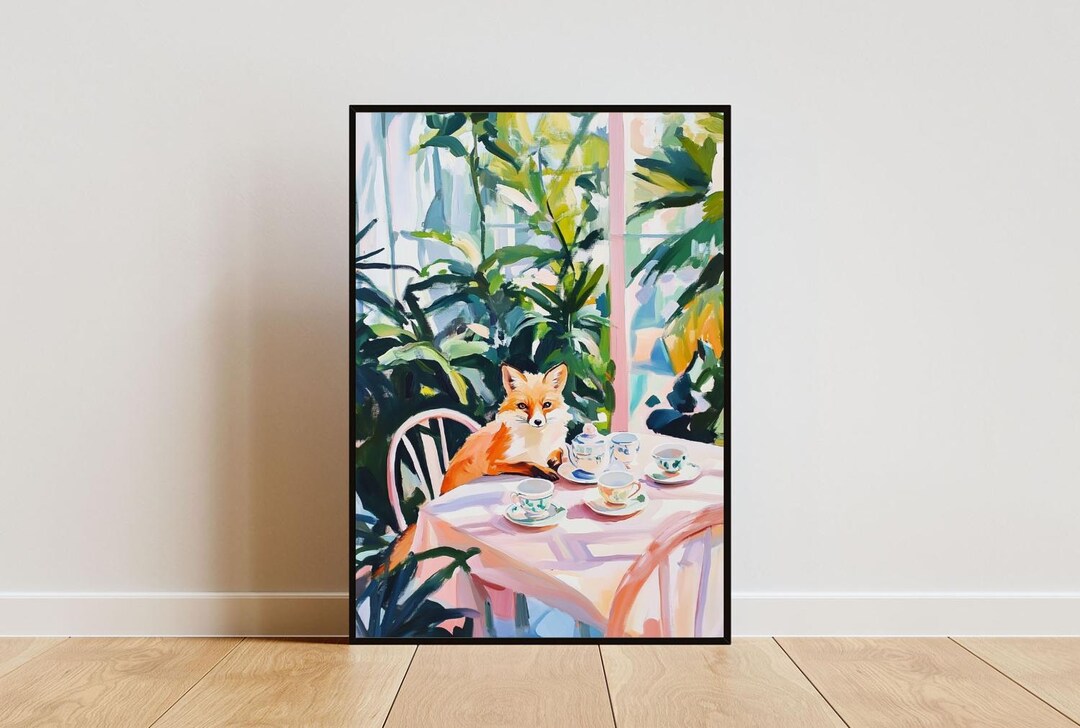 Retro Fox Poster, Fox Oil Painting, Vintage Fox Poster, Animal Dining ...