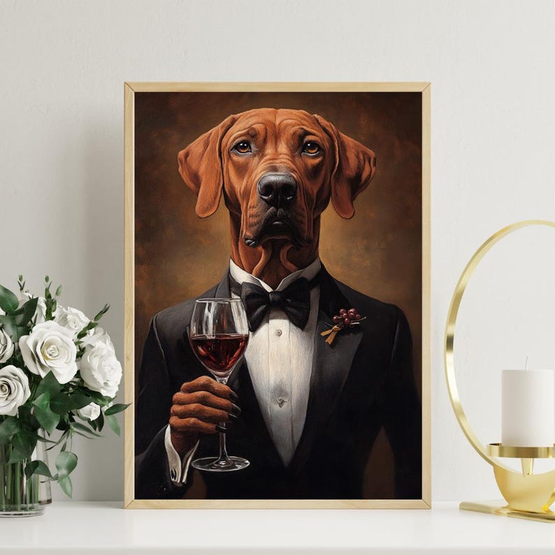 Rhodesian Ridgeback in Tuxedo Poster, Pet Poster, Rhodesian Ridgeback ...