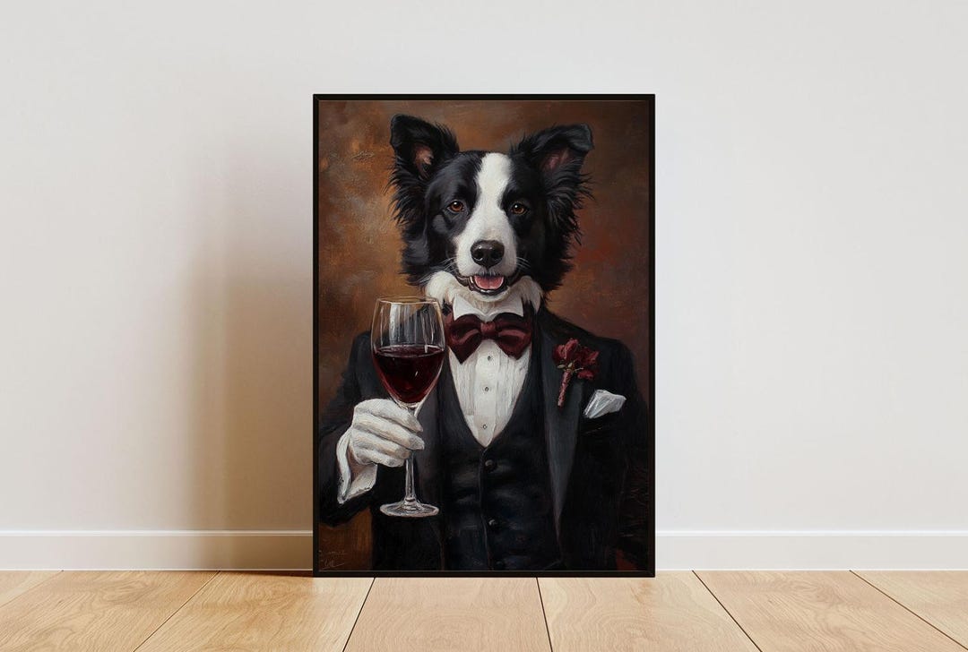 Border Collie in Tuxedo Poster, Pet Poster, Border Collie in Suit Print ...