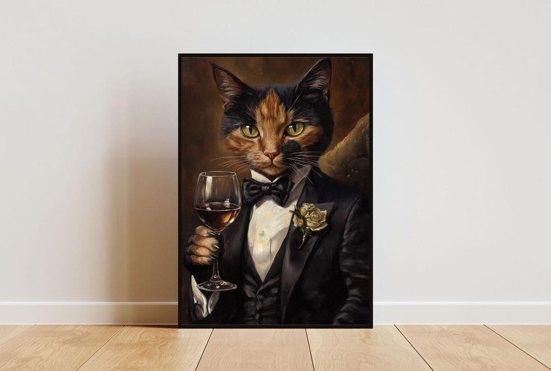 Tortoiseshell in Tuxedo Poster, Cat Poster, Tortoiseshell in Suit Print ...
