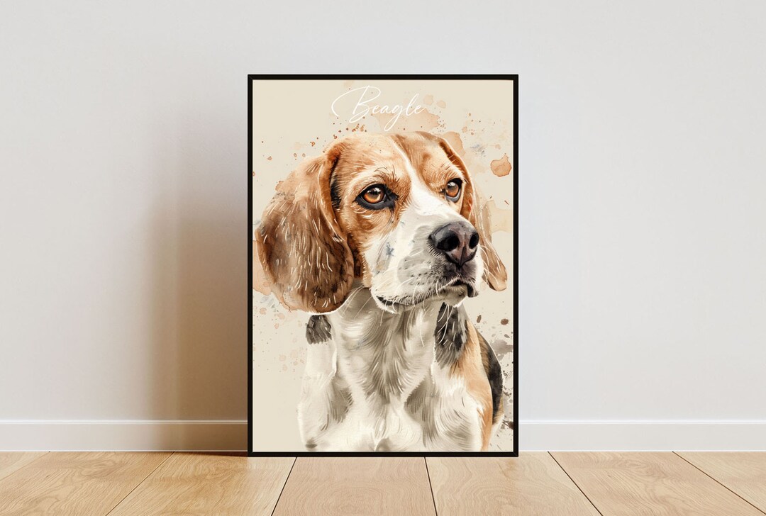 Beagle Poster, Dog Poster, Beagle Print, Dog Wall Art, Personalised Dog ...