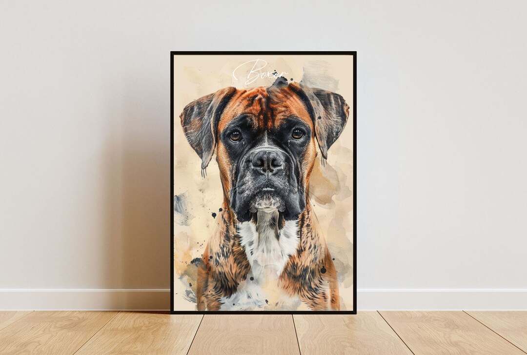 Boxer Poster, Dog Poster, Boxer Print, Dog Wall Art, Personalised Dog ...