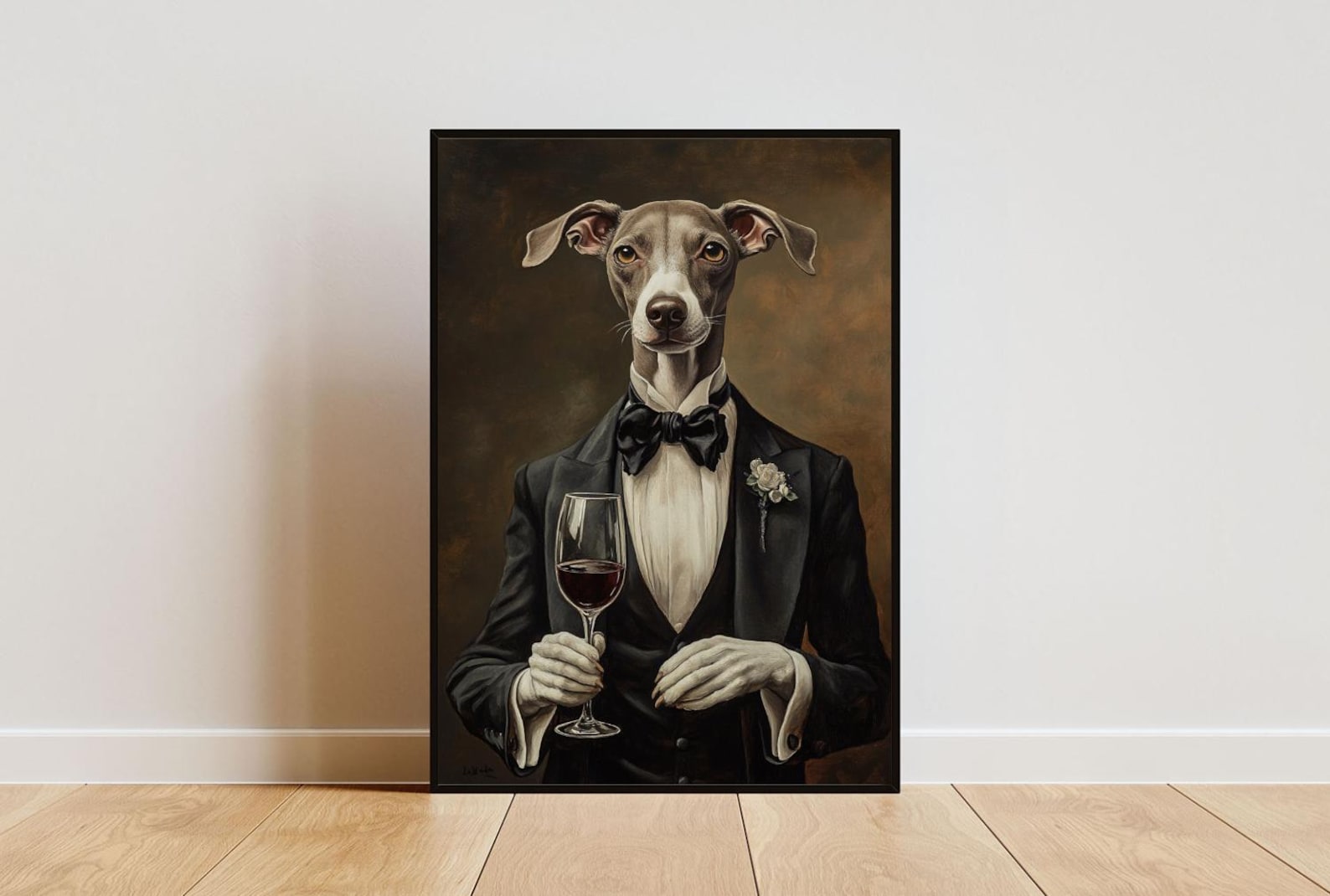 Whippet in Tuxedo Poster, Pet Poster, Whippet in Suit Print, Whippet ...