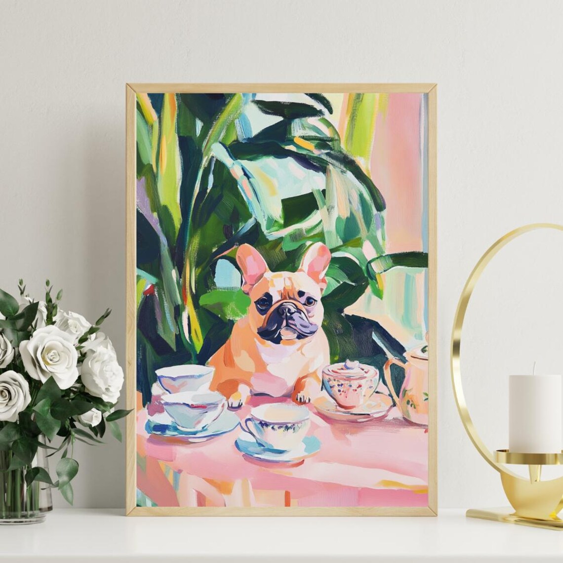 Retro French Bulldog Poster, French Bulldog Oil Painting, Vintage ...