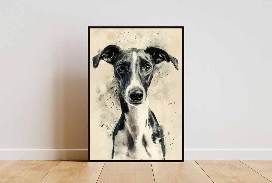 Whippet Poster, Dog Poster, Whippet Print, Dog Wall Art, Personalised ...