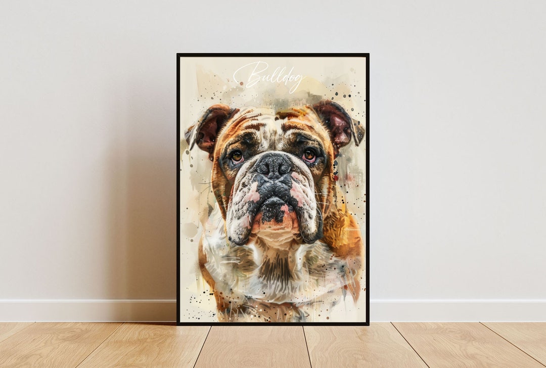 Bulldog Poster, Dog Poster, Bulldog Print, Dog Wall Art, Personalised ...