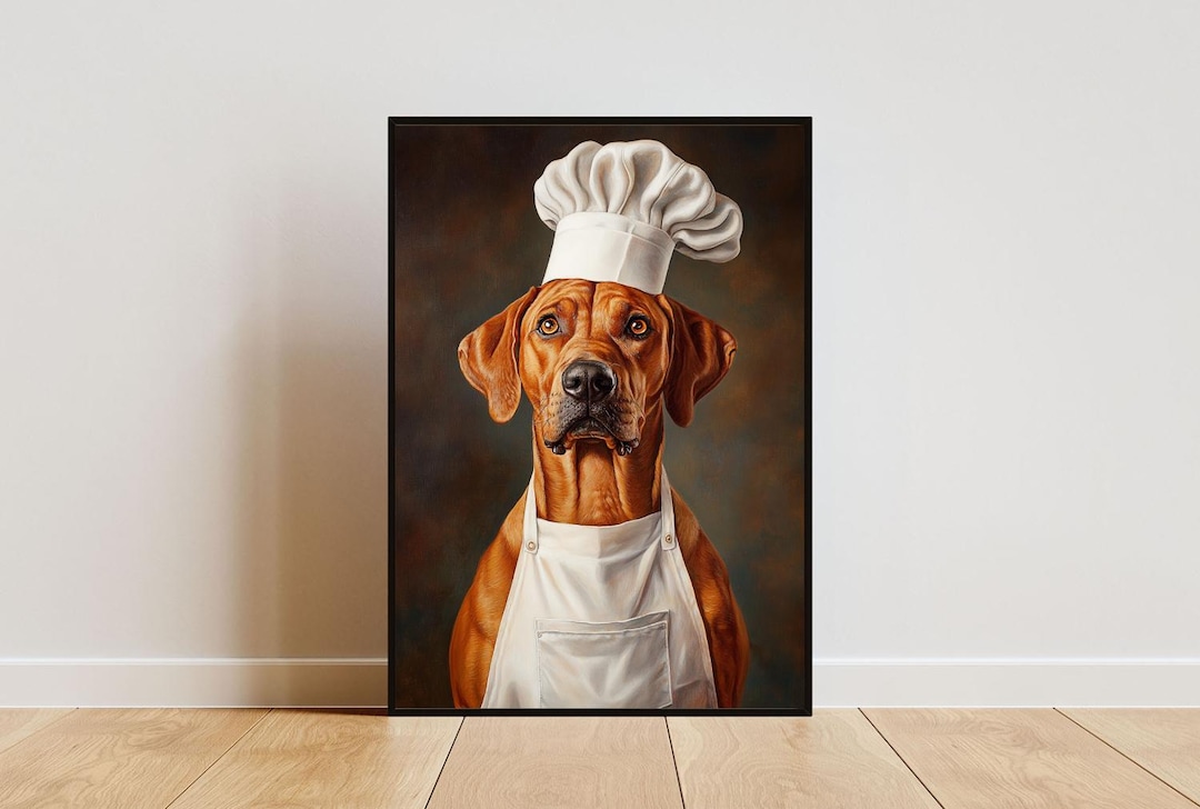 Rhodesian Ridgeback in Chefs Hat Poster, Pet Poster, Rhodesian ...