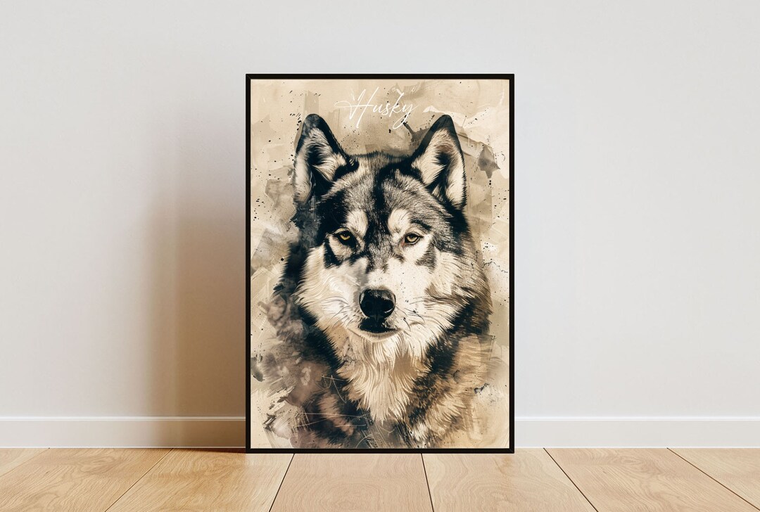 Husky Poster, Dog Poster, Husky Print, Dog Wall Art, Personalised Dog ...