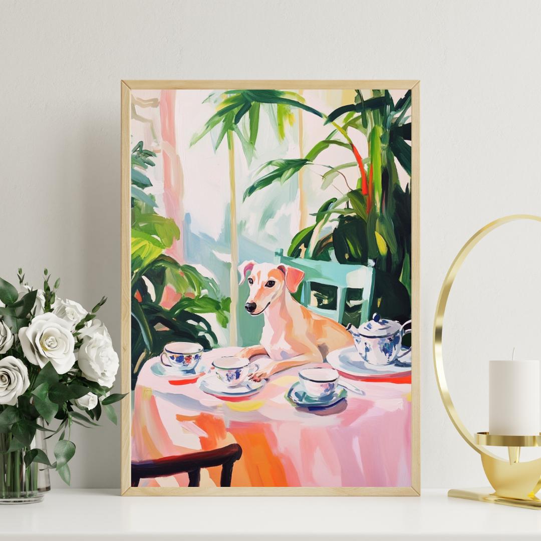 Retro Whippet Poster, Whippet Oil Painting, Vintage Whippet Poster, Dog ...