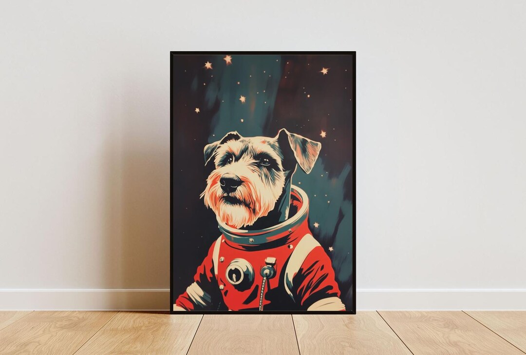 Giant Schnauzer Astronaut Poster, Giant Schnauzer Retro Print, Giant Schnauzer Portrait, Funny ...