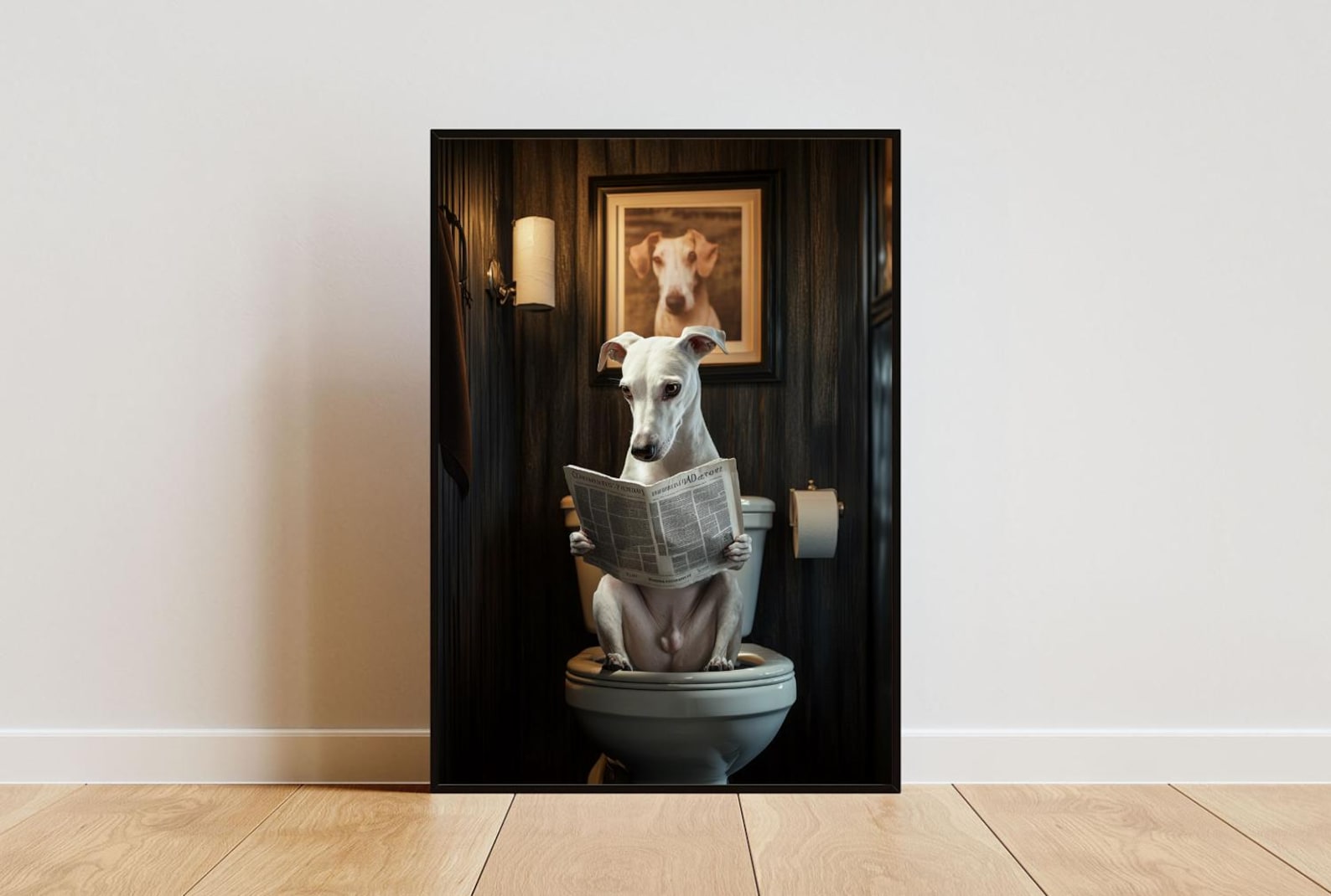 Whippet on Toilet Poster, Dog Poster, Whippet Bathroom Print, Dog ...