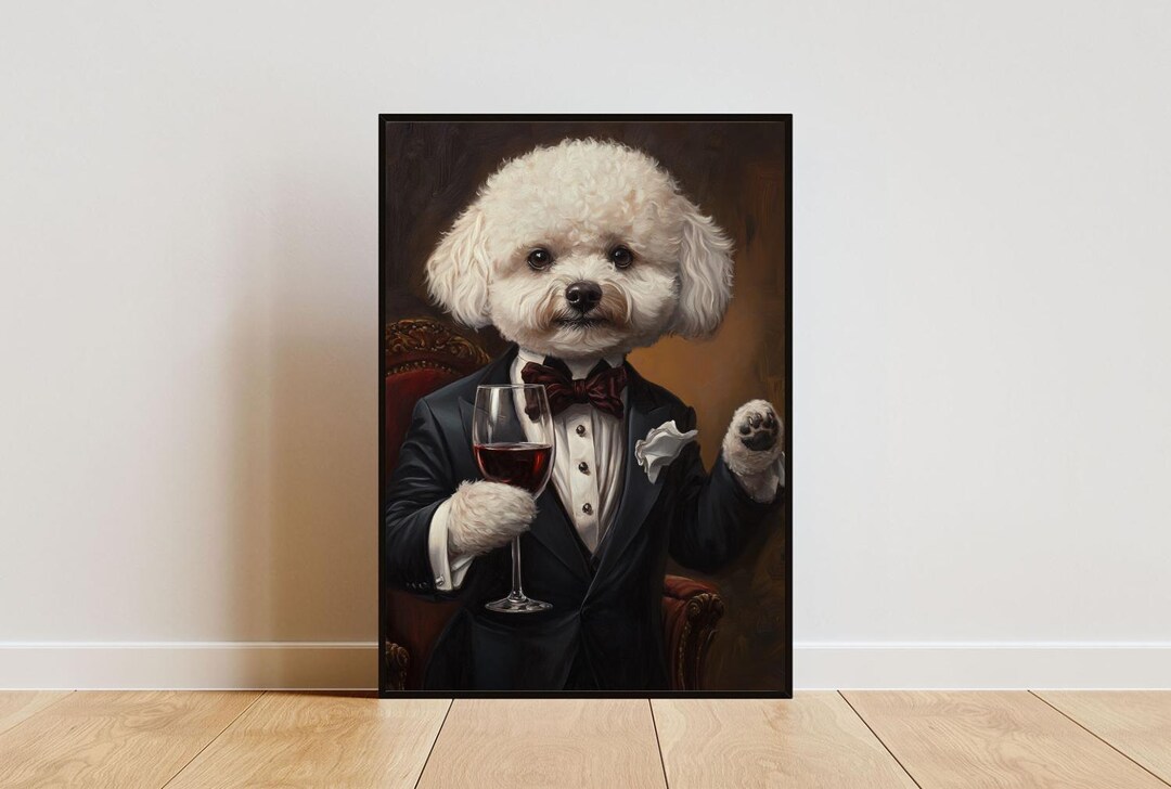 Bichon Frise in Tuxedo Poster, Pet Poster, Bichon Frise in Suit Print ...