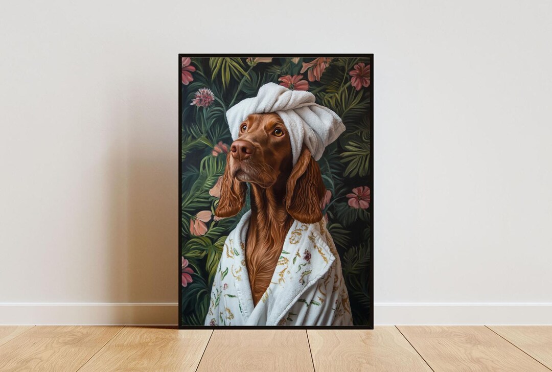 Irish Setter in Bathrobe Poster, Dog Poster, Irish Setter Bathroom ...