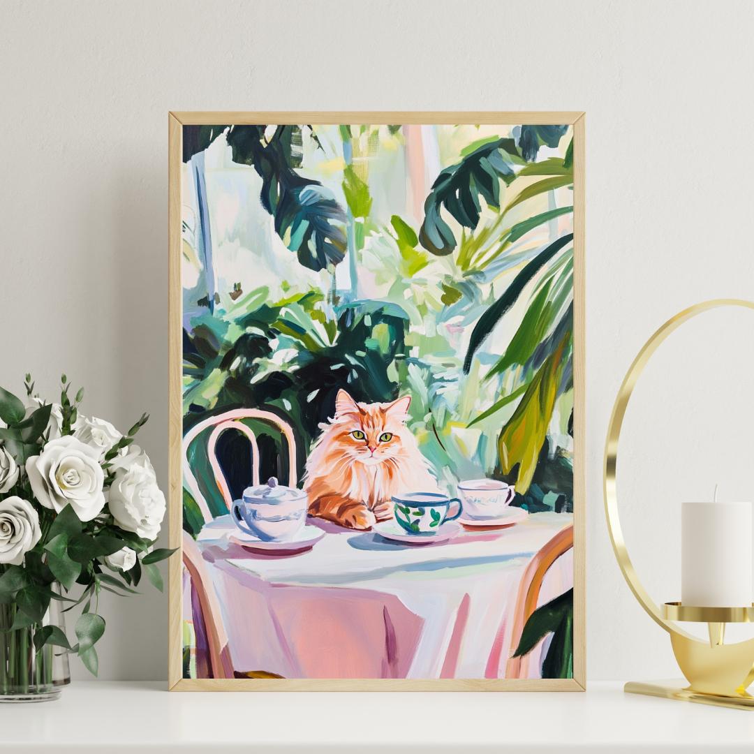 Retro Persian Poster, Persian Oil Painting, Vintage Persian Poster, Cat ...