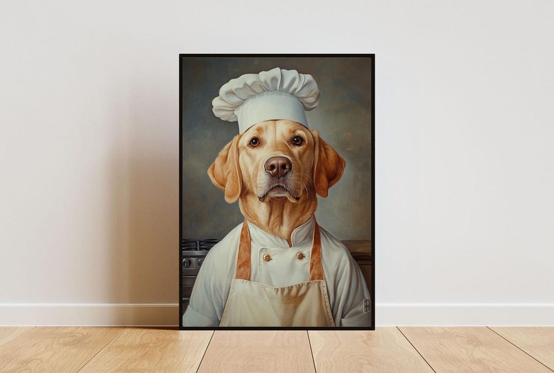 Labrador Retriever in Chefs Hat Poster, Pet Poster, Labrador in Apron ...