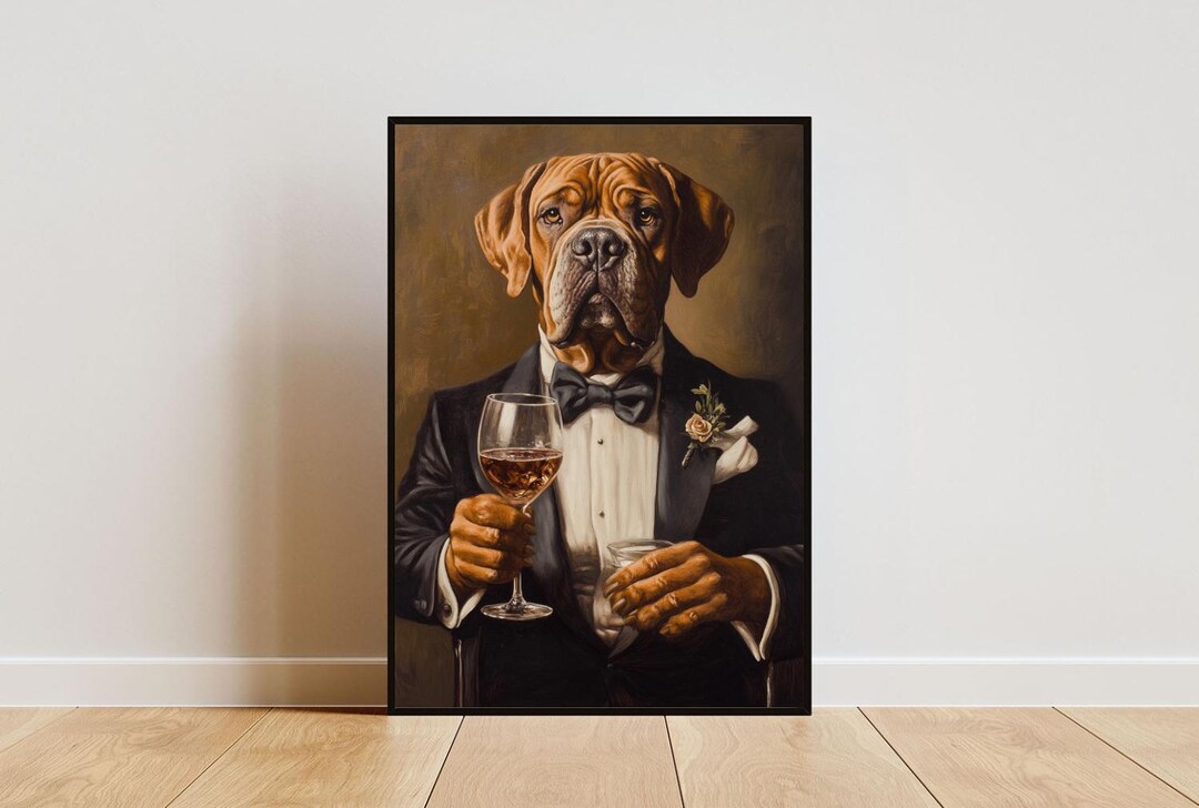Mastiff in Tuxedo Poster, Pet Poster, Mastiff in Suit Print, Dog Wall ...