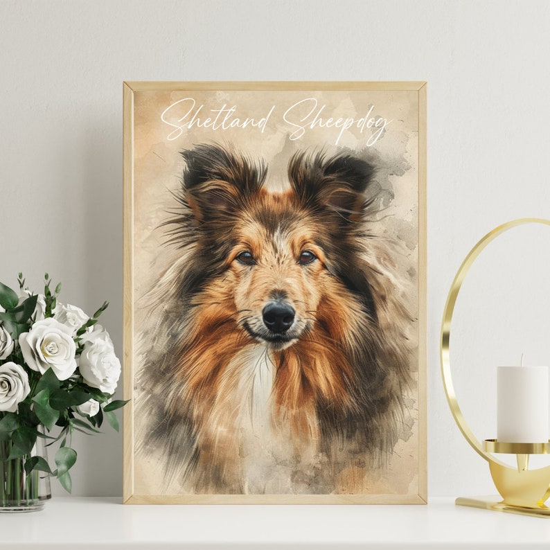 Shetland Sheepdog Poster, Dog Poster, Shetland Sheepdog Print, Dog Wall ...