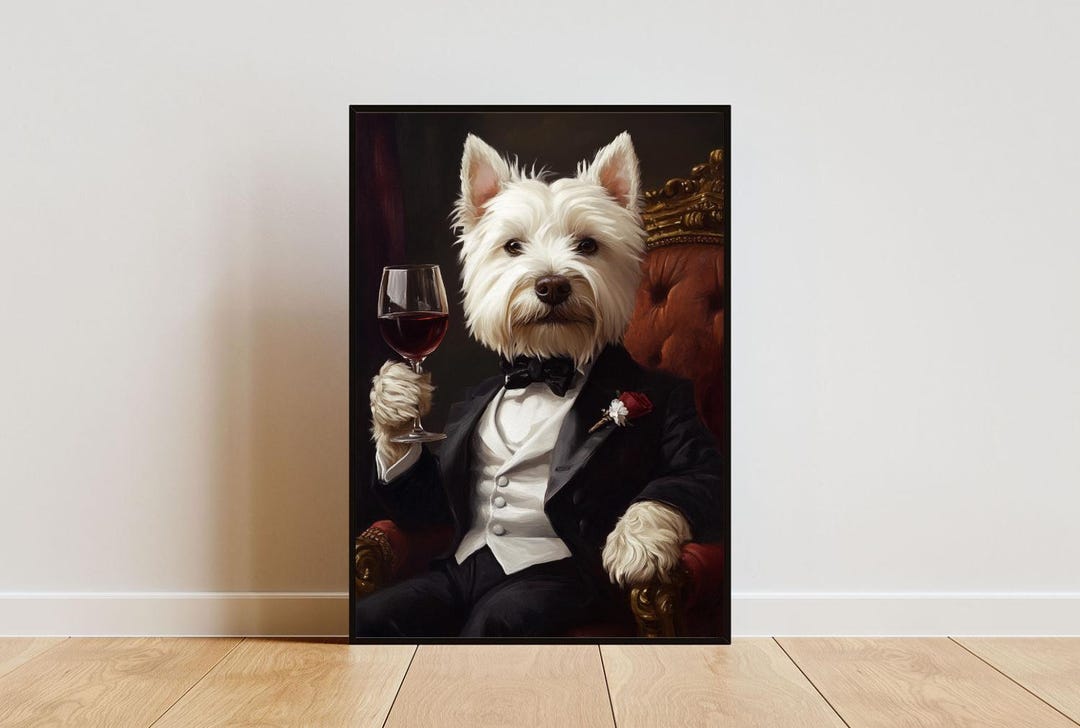 West Highland White Terrier in Tuxedo Poster, Pet Poster, Westie in ...