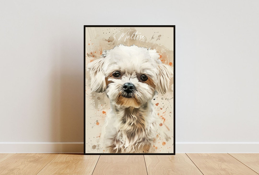 Maltese Poster, Dog Poster, Maltese Print, Dog Wall Art, Personalised ...