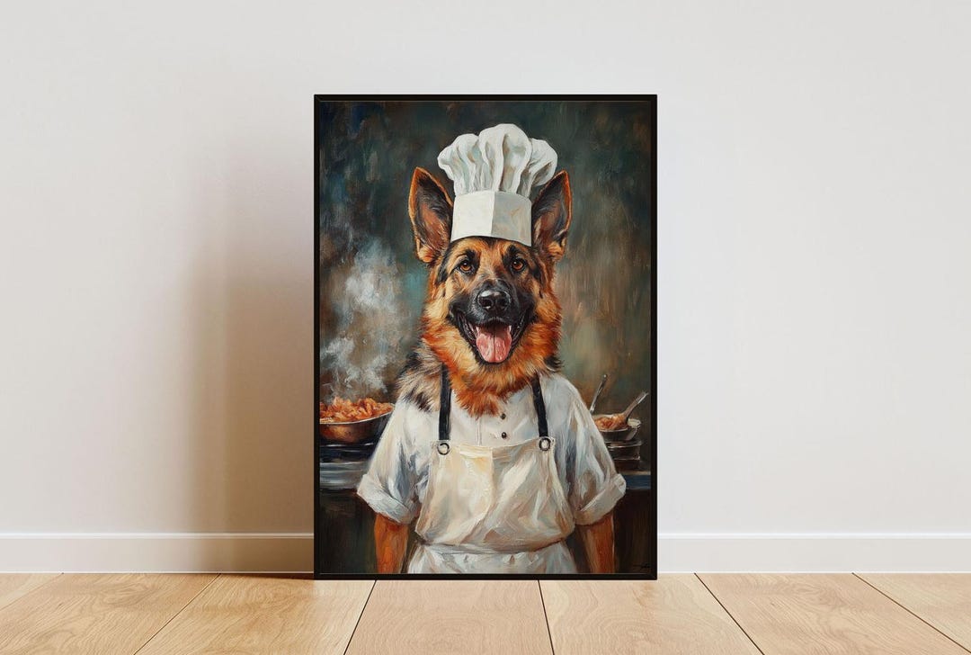 German Shepherd in Chefs Hat Poster, Pet Poster, German Shepherd in ...