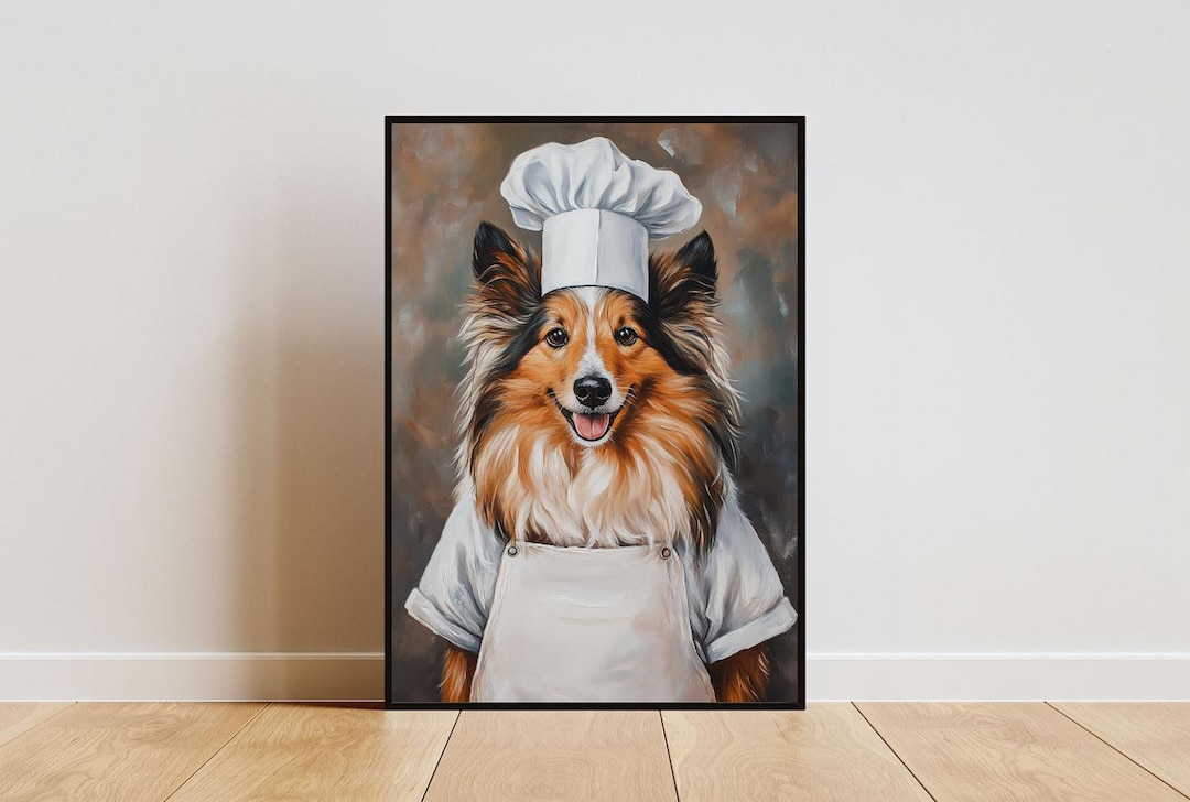 Shetland Sheepdog in Chefs Hat Poster, Pet Poster, Sheltie in Apron ...