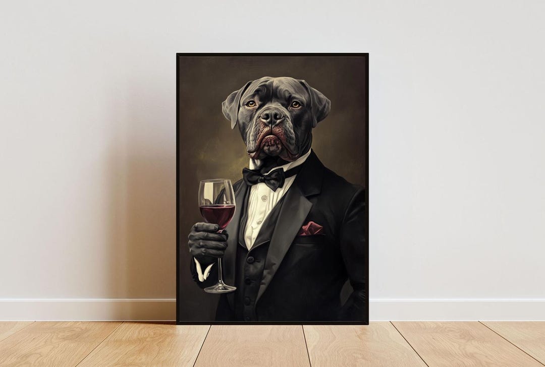 Cane Corso in Tuxedo Poster, Cane Corso in Suit Print, Dog Wall Art ...