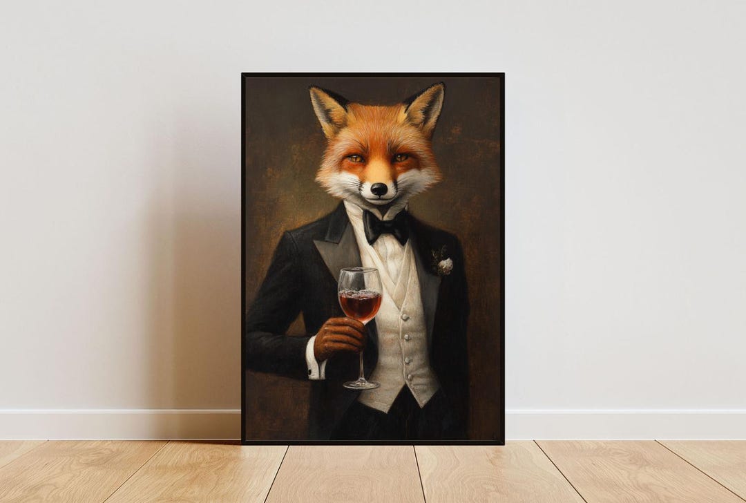 Fox in Tuxedo Poster, Animal Poster, Fox in Suit Print, Fox Portrait ...