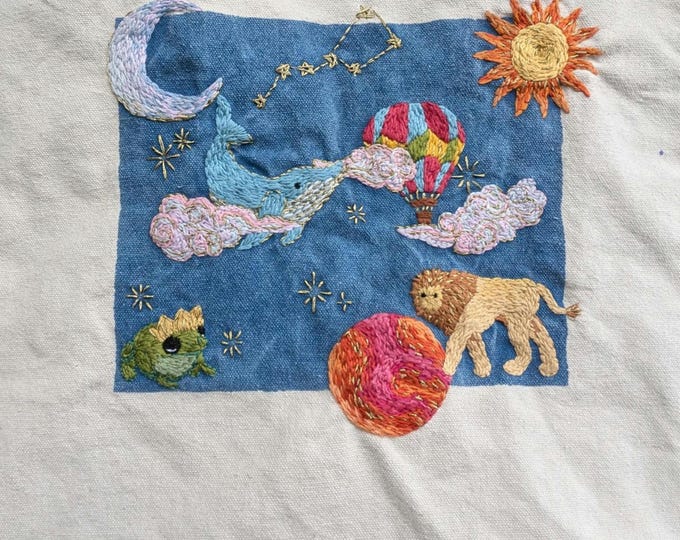 Whimsical Hand Embroidered Story Book Tote Bag - Etsy