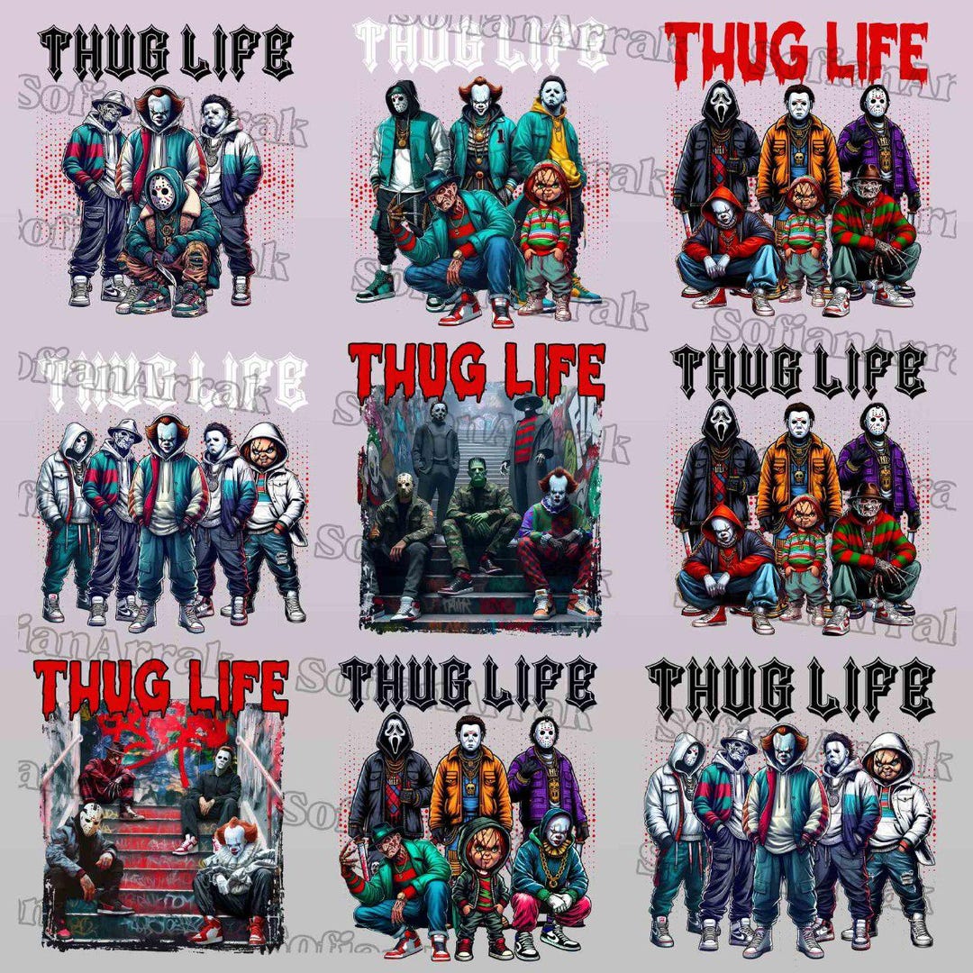 Thug Life Horror Character PNG Bundle, Horror Character Halloween Png ...
