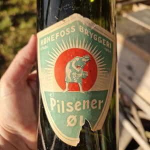 Vintage Glass Beer Bottles Set of 2 Norwegian Brewery Collectible Beer ...