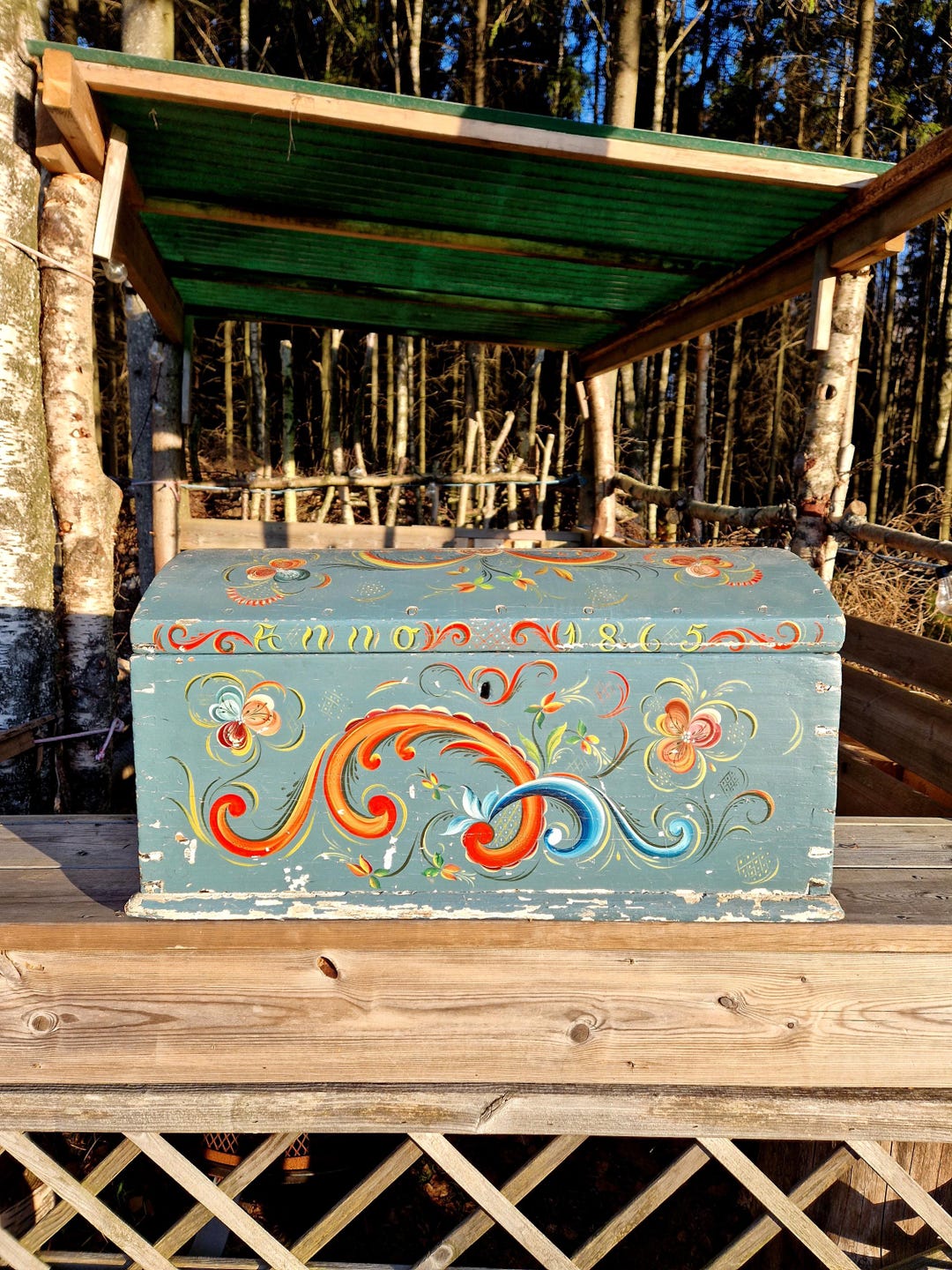 Antique Norwegian Wooden Box Norwegian Rosemaling 1865 Antique Storage ...