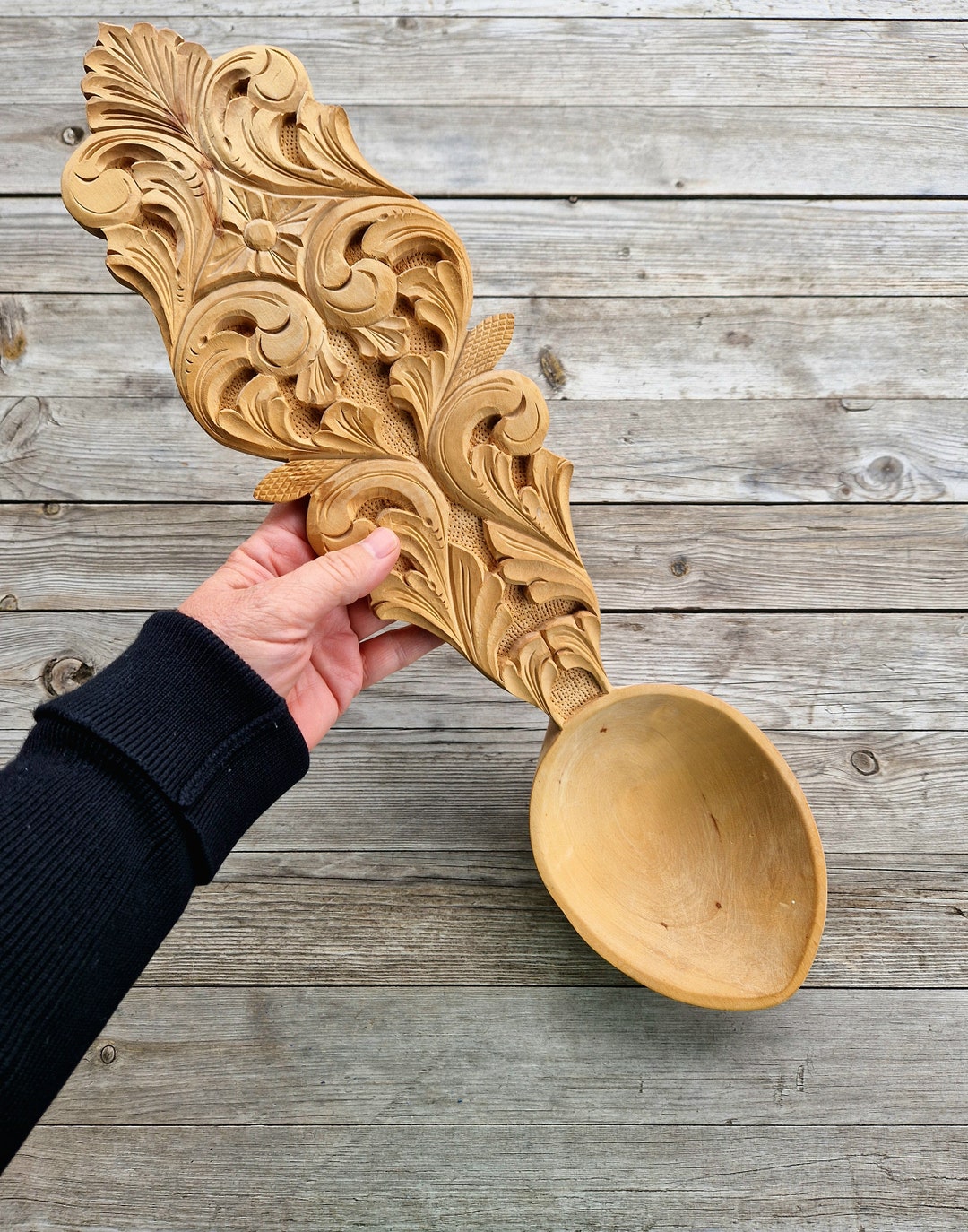 Vintage Carved Wooden Spoon Norwegian Carved Spoon Norwegian Rosemaling ...