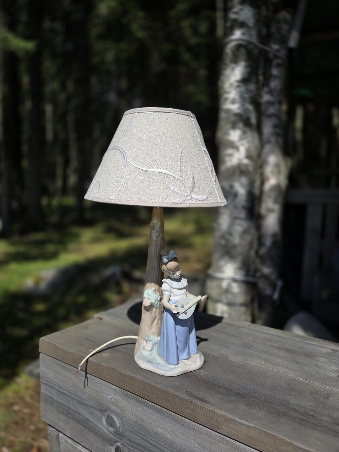 Vintage Nao by Lladro Porcelain Lamp | Girl With Mandolin Figurine ...