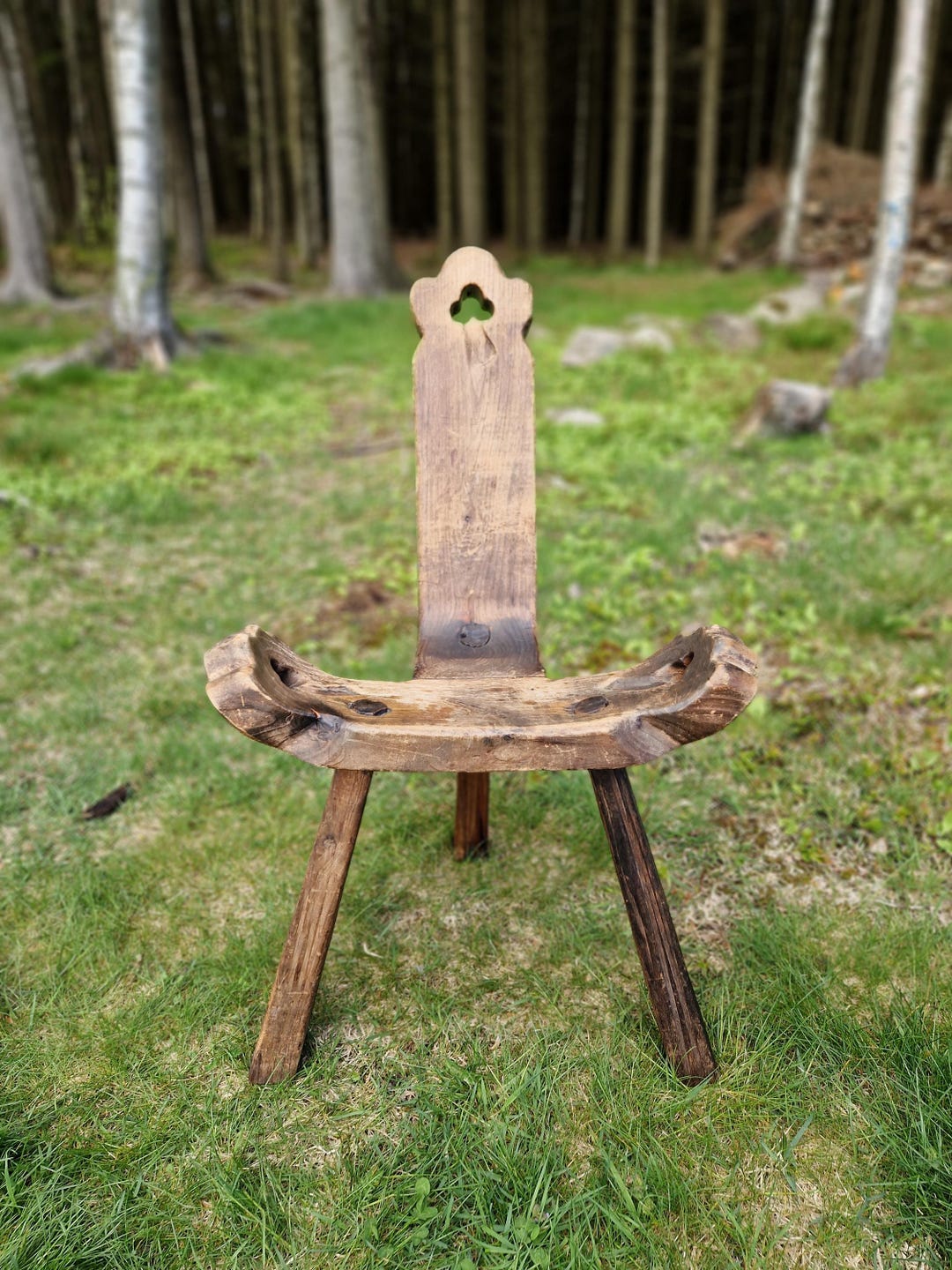Norwegian Antique Birthing Chair | Rustic No Nail Wood Seat | Primitive ...