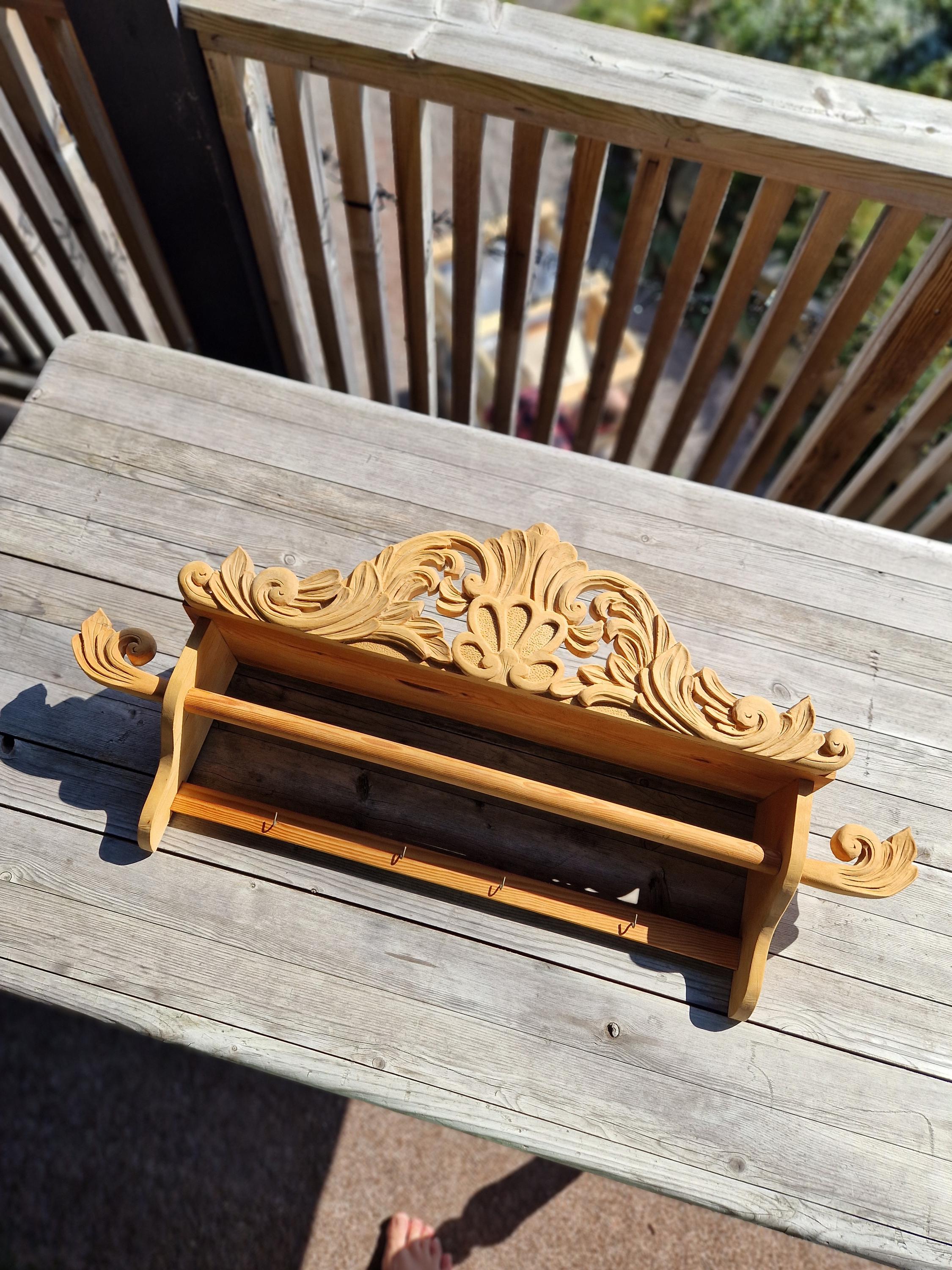 Vintage Towel Rack Hand Carved Towel Holder Norwegian Primitive ...