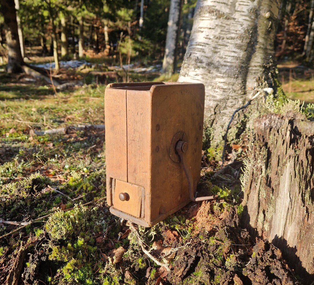 Antique Norwegian Coffee Grinder | 1880s Handcrafted Wood Mill | Rustic ...