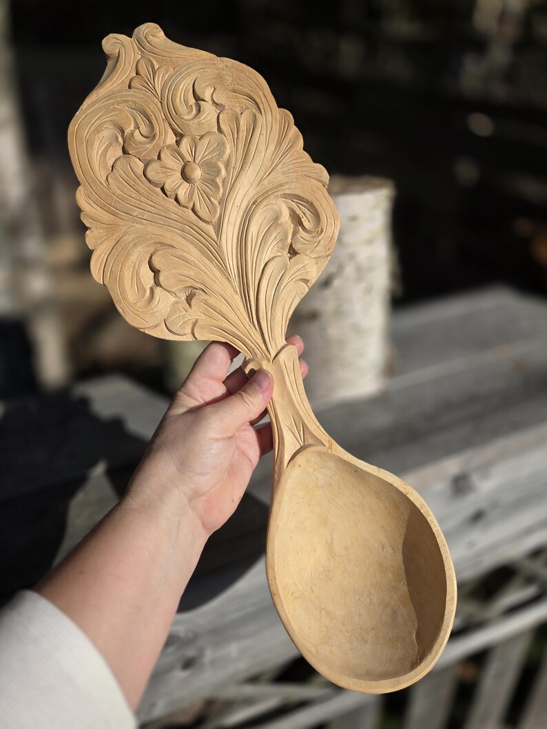 Vintage Hand Carved Wooden Spoon | Scandinavian Folk Art | Rustic Wall ...
