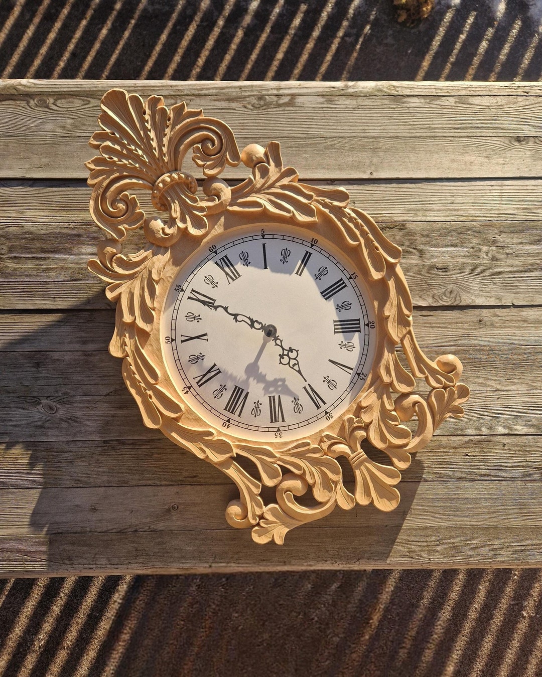 Hand Carved Norwegian Wall Clock | Rosemaling Folk Art Design | Vintage ...
