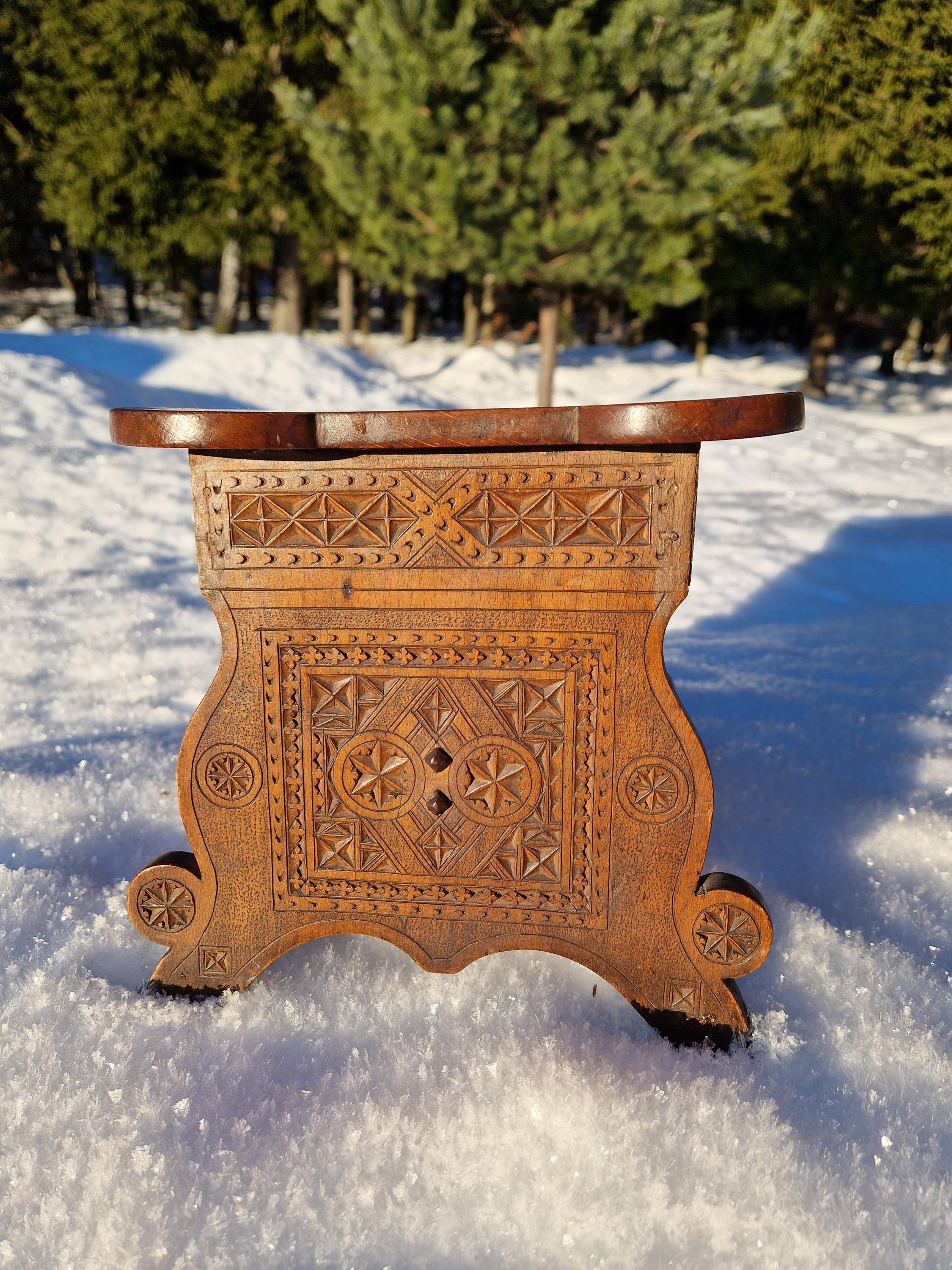 Antique Norwegian Stool Hand Carved Stool Chip Carved Stool Karveskurd ...