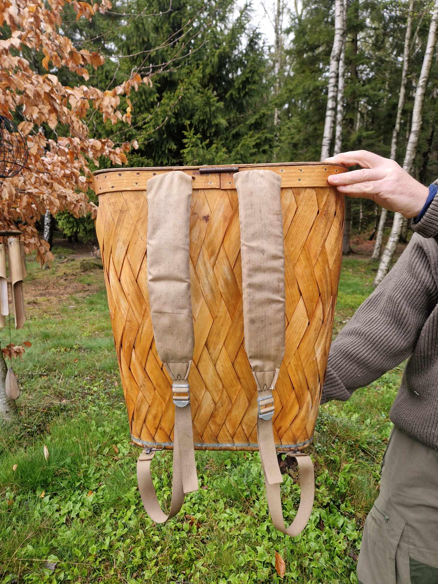 Vintage Trapper Basket Backpack | Adirondack Woven Pack With Lid ...