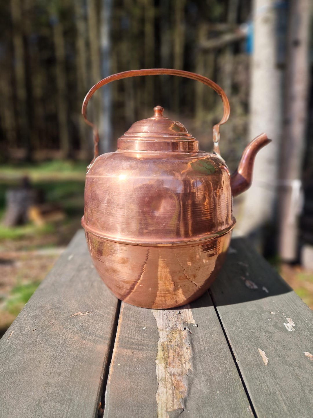 Rare Antique Norwegian Copper Kettle | 10 Liter Handcrafted Farmhouse Boiler | Rustic Nordic ...