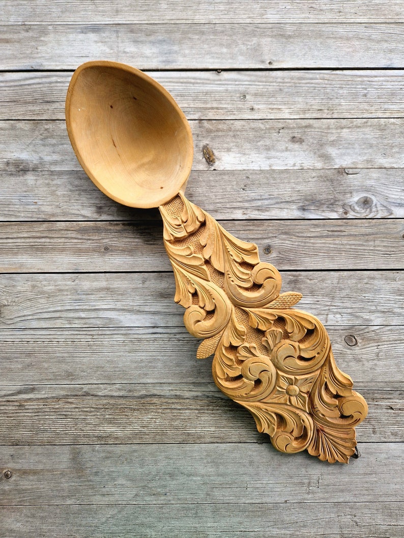 Vintage Carved Wooden Spoon Norwegian Carved Spoon Norwegian Rosemaling ...