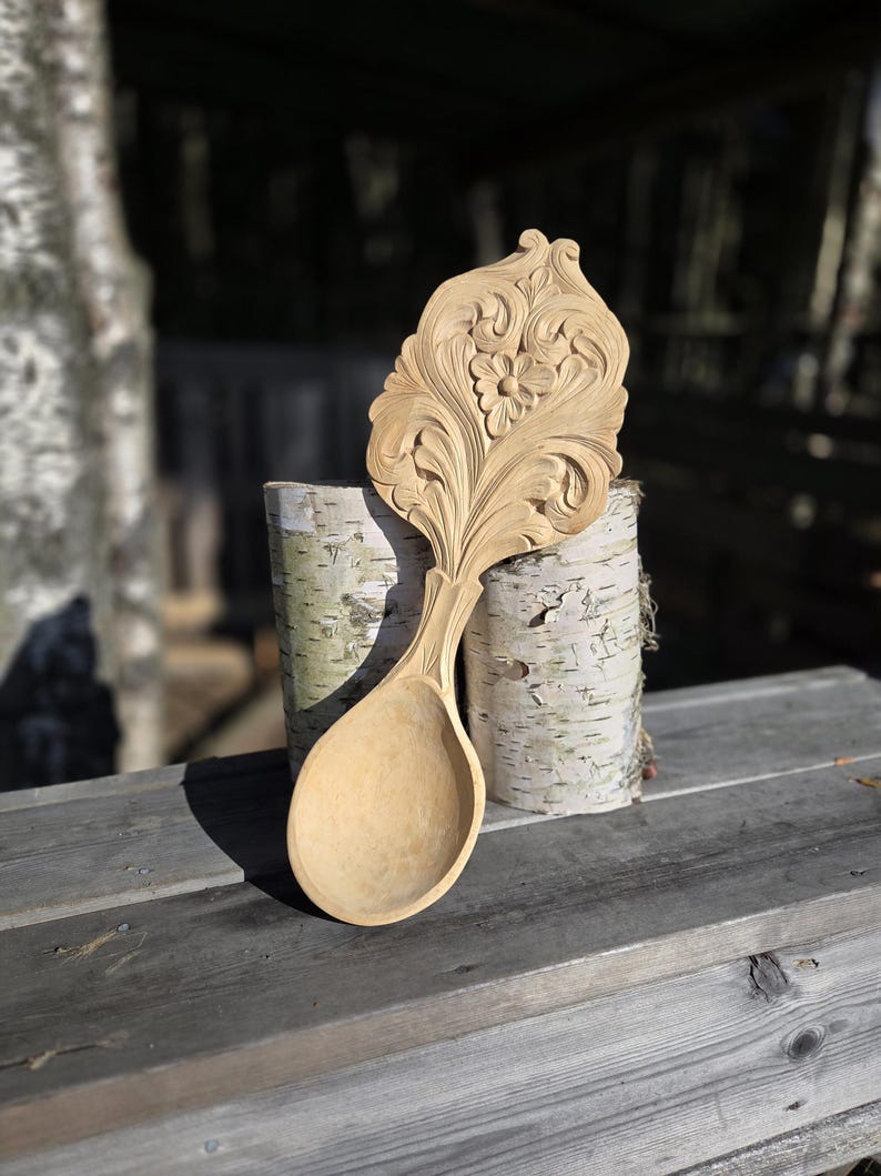 Vintage Hand Carved Wooden Spoon | Scandinavian Folk Art | Rustic Wall ...
