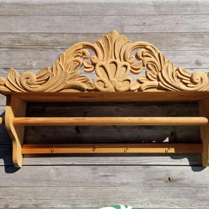 Vintage Towel Rack Hand Carved Towel Holder Norwegian Primitive ...
