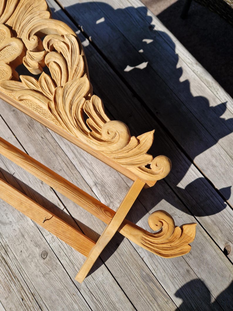 Vintage Towel Rack Hand Carved Towel Holder Norwegian Primitive ...