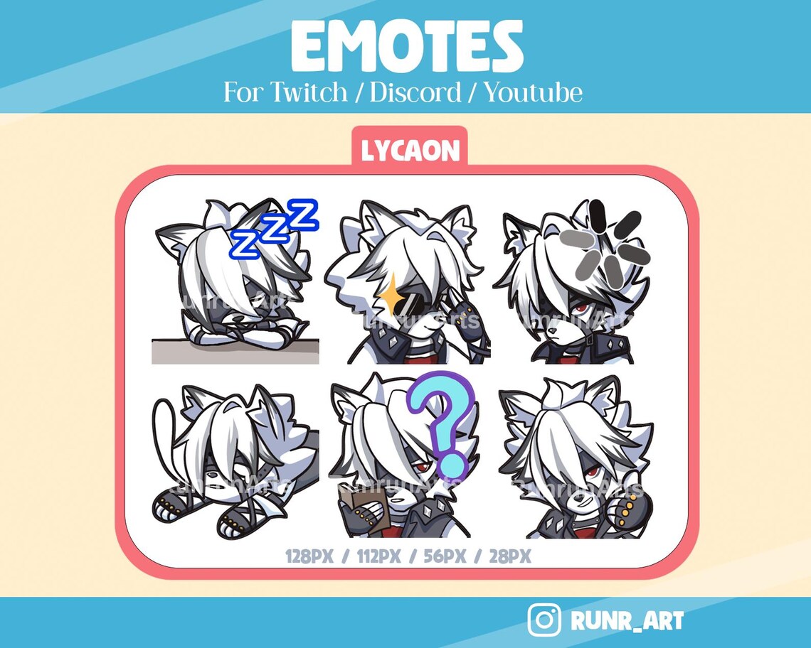 Zenless Zone Zero Lycaon Emotes: 6 Twitch/discord/youtube Stream Emotes ...