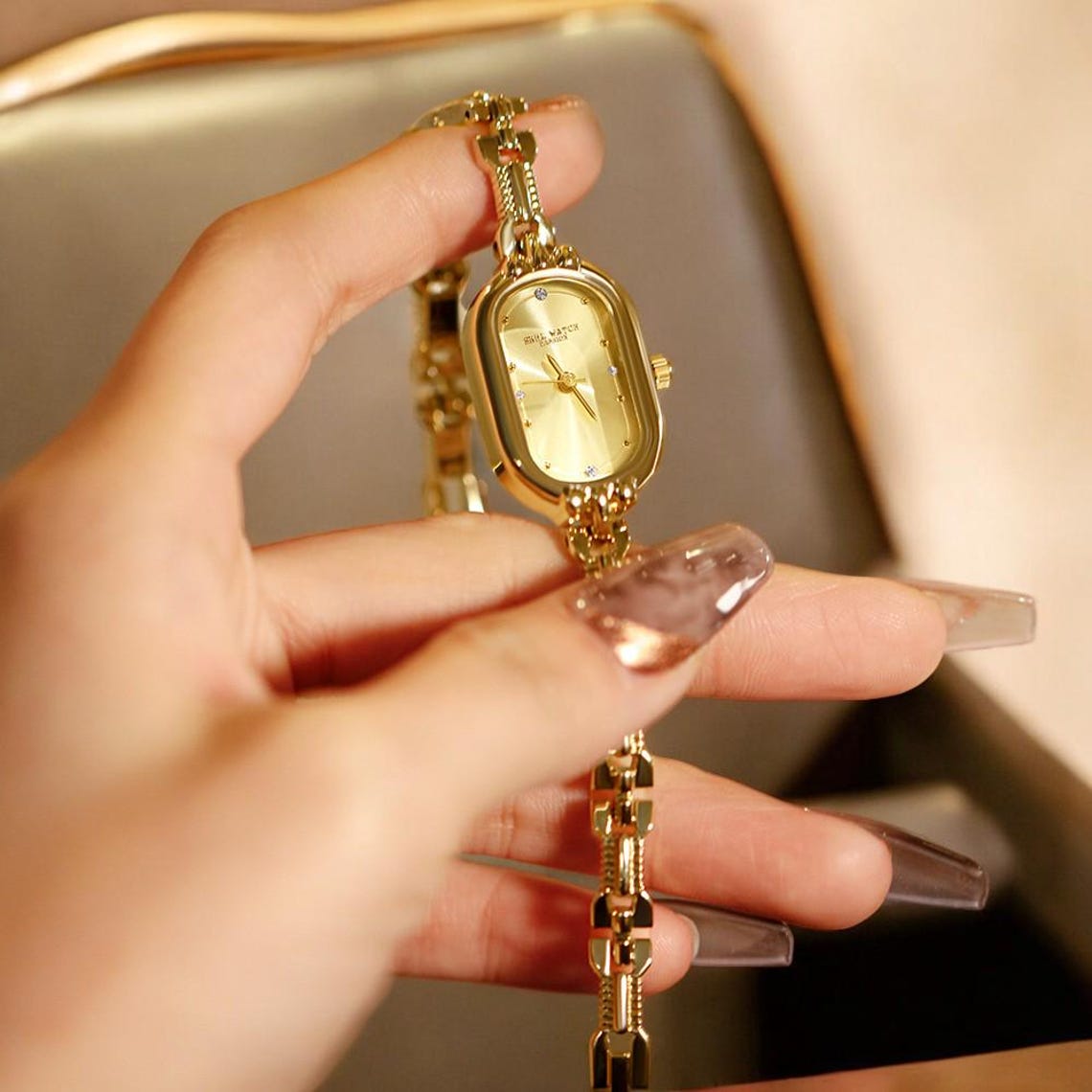 Women Quartz Watch, Square Rectangle Dial Female Watch, Elegant Small ...