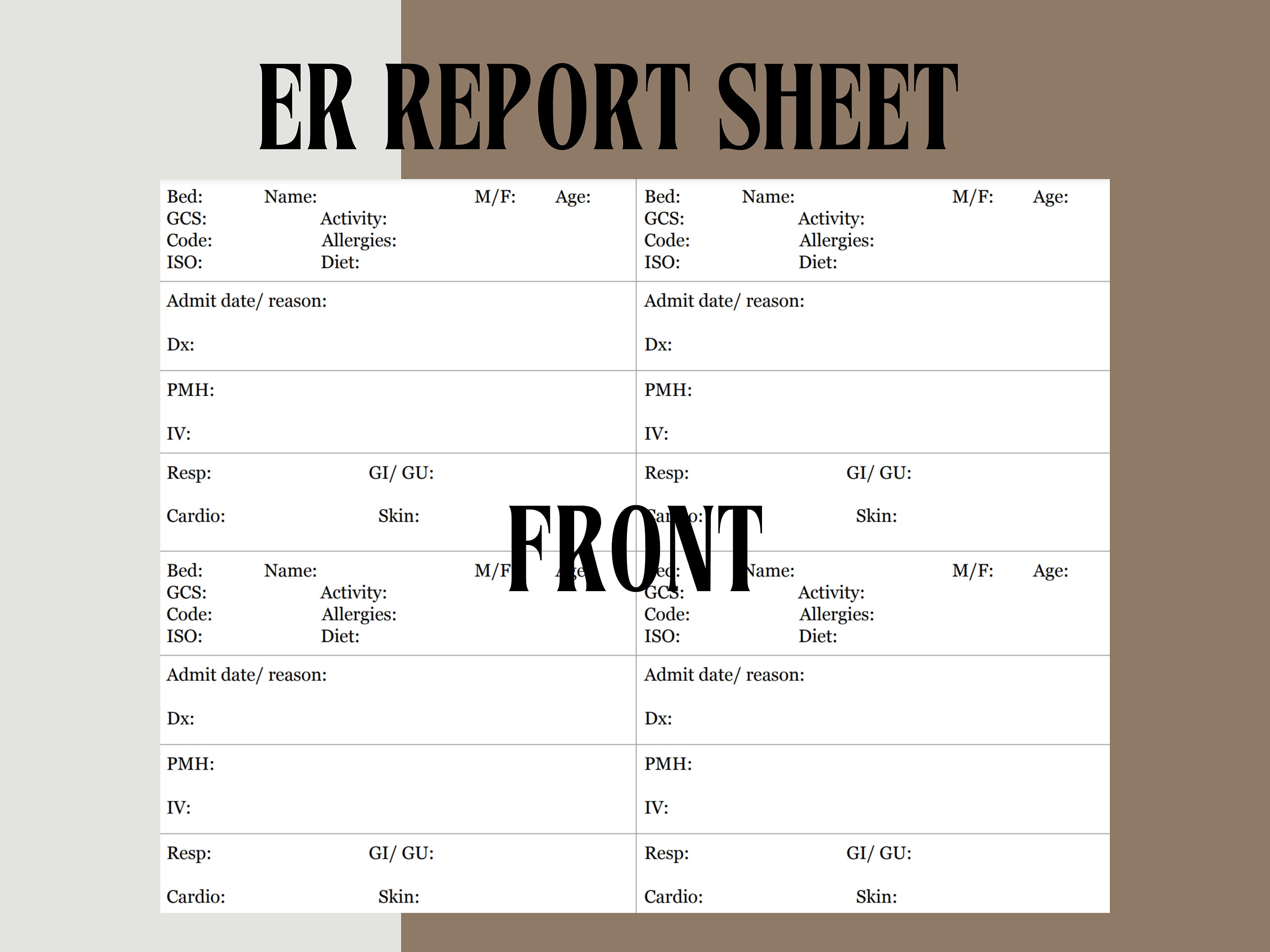 Nursing ER Report Sheet - Etsy