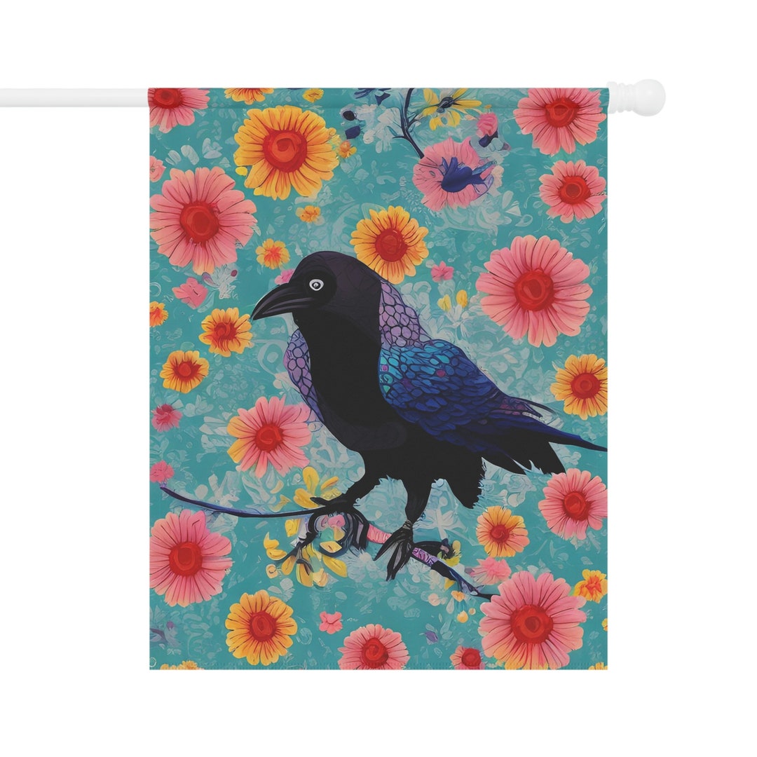 Garden & House Banner Crow With Flowers - Etsy